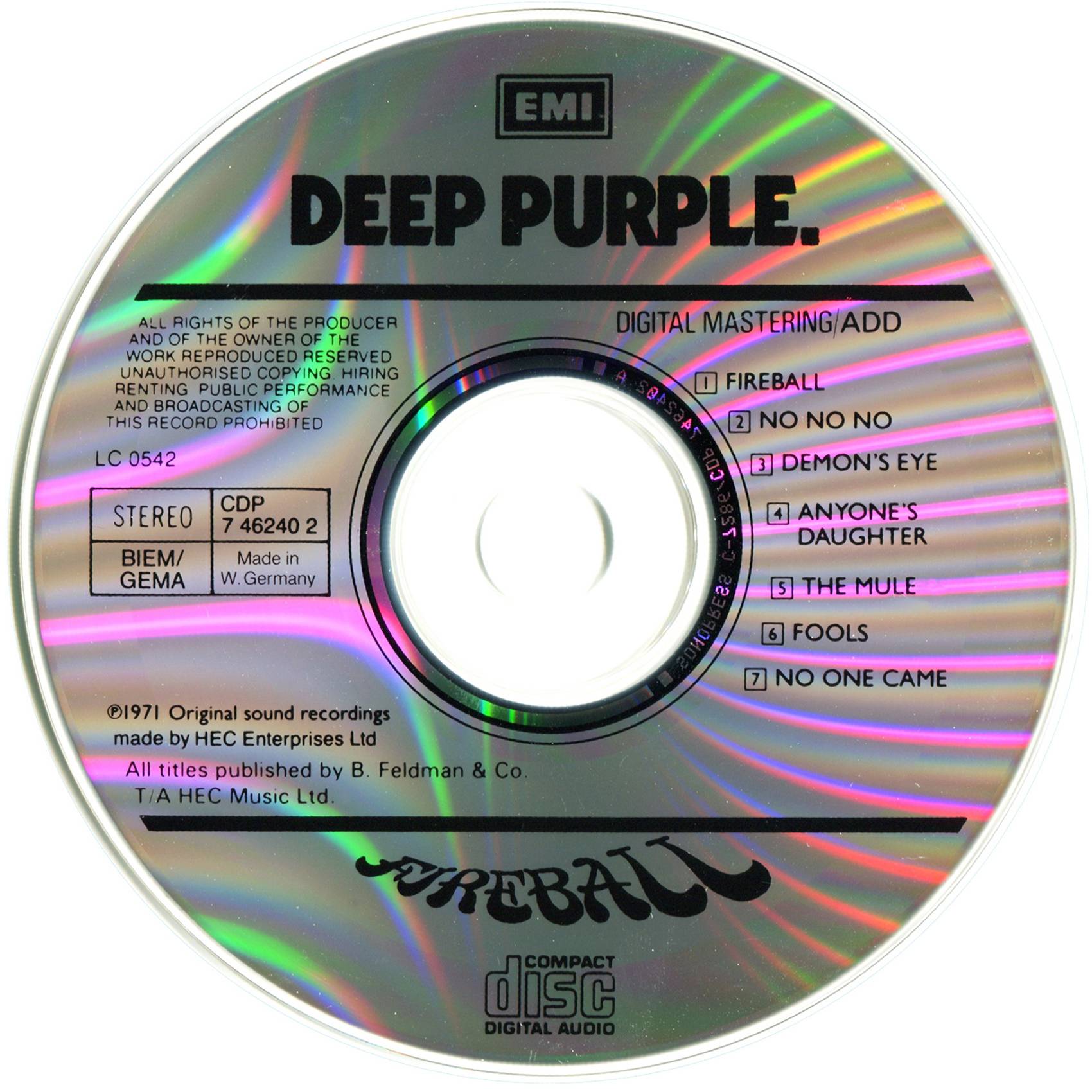 Deep Purple Fireball : CD DE | CD Covers | Cover Century | Over 1.000. ...